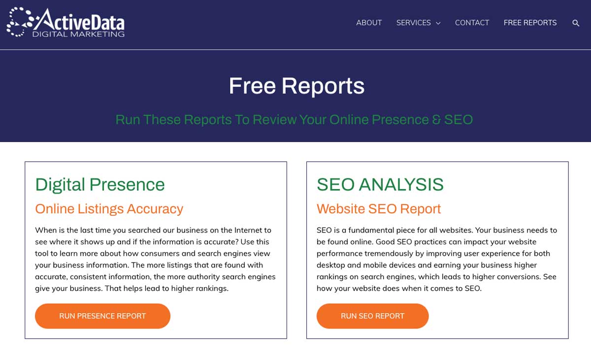Free Marketing Reports - ActiveData Digital Marketing